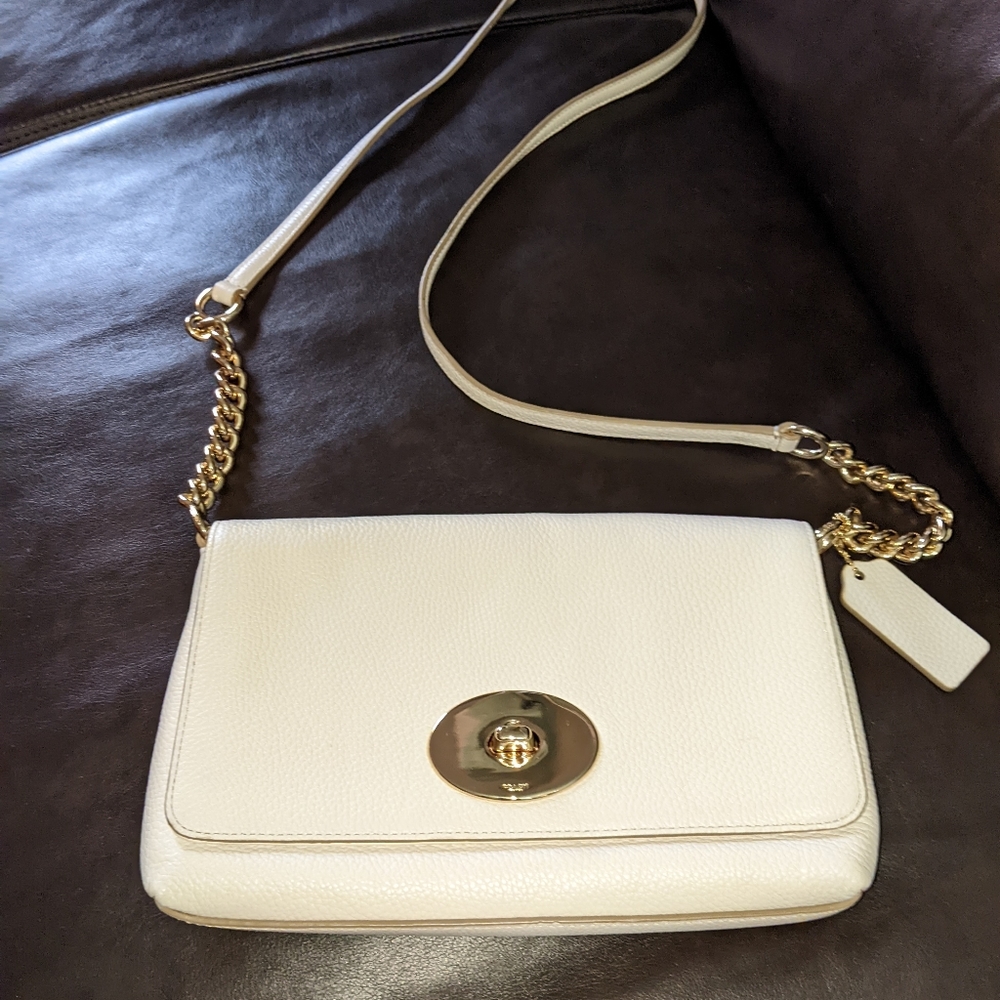 Coach Ivory Crossbody Leather Bag - Gem